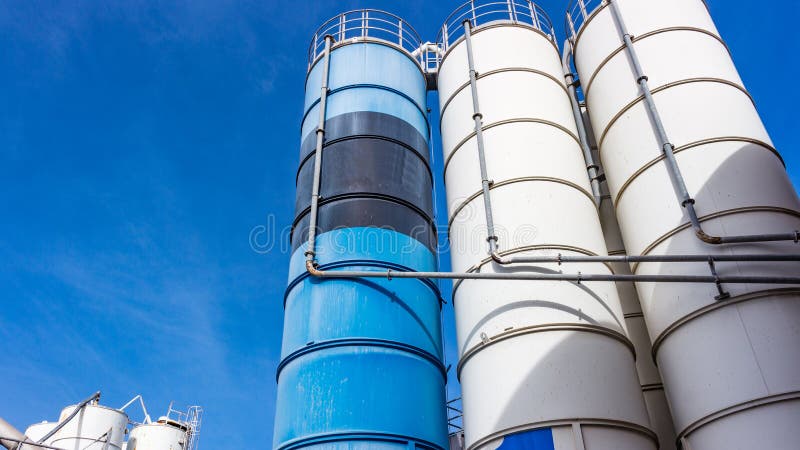 Blue silos stock image. Image of pipes, white, cloud - 11782967