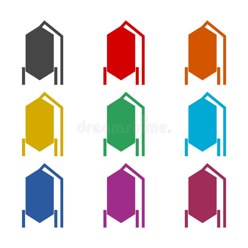 Silos Storage Icon, Color Icons Set Stock Vector - Illustration of ...