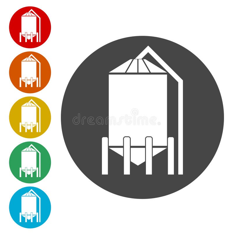 Silos storage icon stock vector. Illustration of gray - 138631036