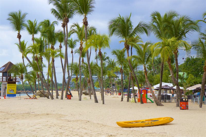 Siloso Beach, Sentosa, Singapore Editorial Photo - Image of palm ...