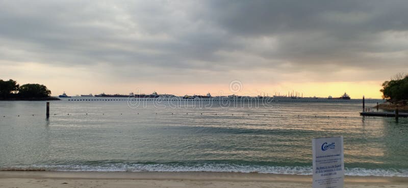 Siloso Beach Singapore editorial stock photo. Image of wave - 211599303