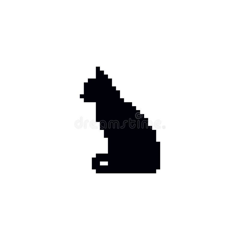 Silueta De Gato Pixelado. Icono Del Gato Negro Ilustración del Vector ...
