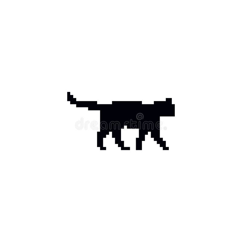 Silueta De Gato Pixelado. Icono Del Gato Negro Ilustración del Vector ...