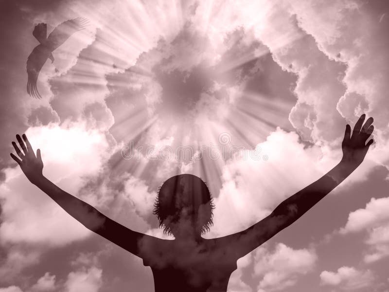 Silueta de la alabanza foto de archivo. Imagen de cristianismo - 42845442