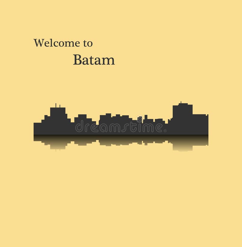 Silueta De La Ciudad De Batam Indonesia Ilustración del Vector ...