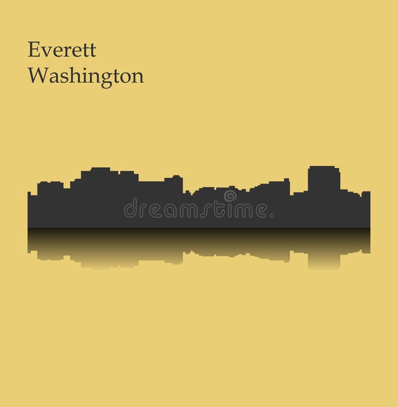 Silueta De La Ciudad De Everett Washington Ilustración del Vector ...