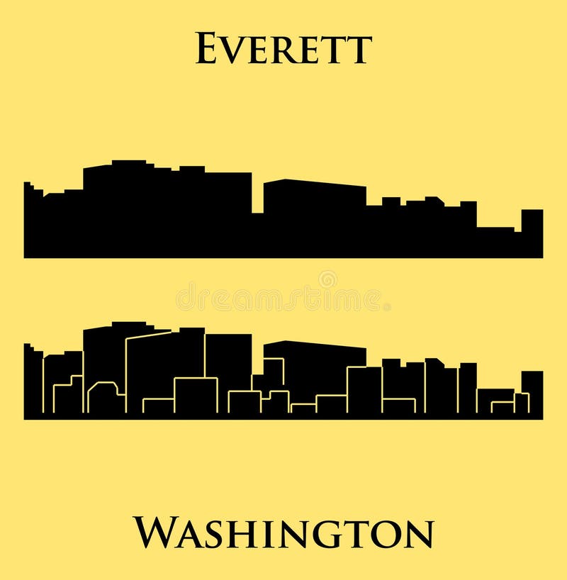 Silueta De La Ciudad De Everett Washington Ilustración del Vector ...