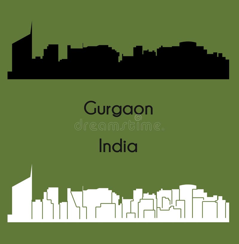 Silueta De La Ciudad De Gurgaon India Ilustración del Vector ...