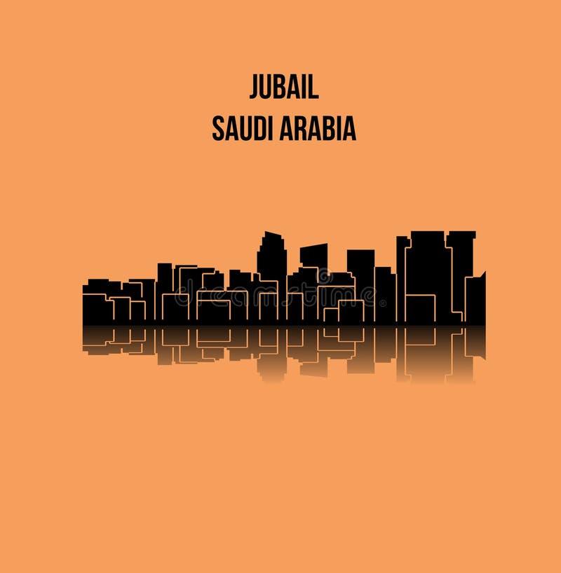 Silueta De La Ciudad De Jubail Saudi Arabia Ilustración del Vector ...