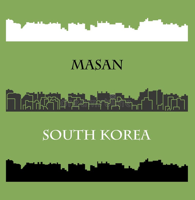 Silueta De La Ciudad De Masan Corea Sur Ilustración del Vector ...