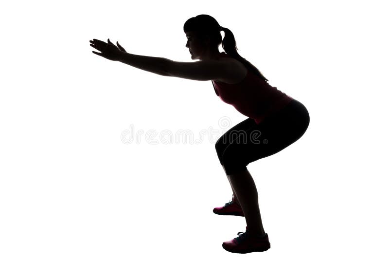 Silueta De La Mujer Deportiva, Posiciones En Cuclillas Imagen de ...