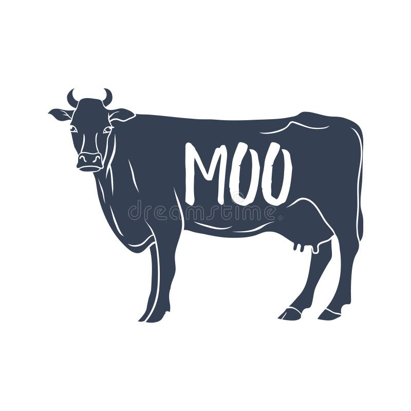 Silueta De La Vaca Con Moo Text Vector Ilustración del Vector ...
