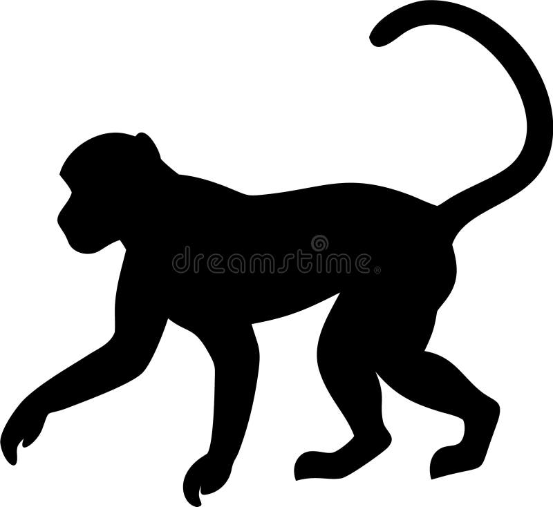 Silueta De Mono Vector Negro Y Blanco Ilustración del Vector ...