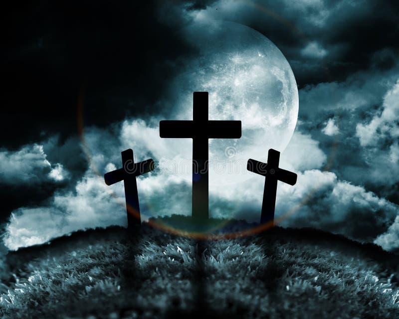 Silueta de tres cruces foto de archivo. Imagen de renacimiento - 23823048