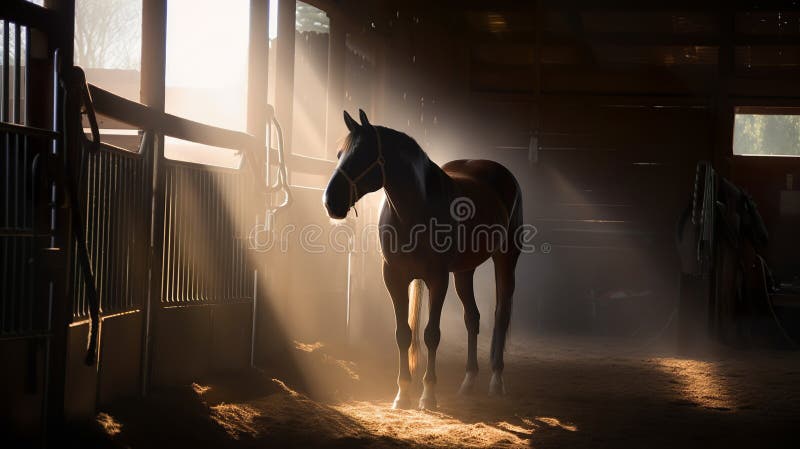 Silueta De Un Caballo En El Establo Stock de ilustración - Ilustración ...