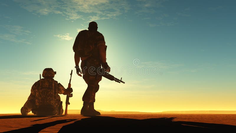 Silueta de un soldado stock de ilustración. Ilustración de militar ...