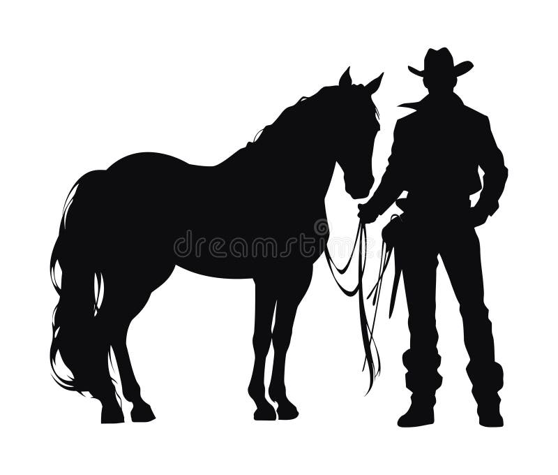 Silueta De Vaquero En Un Stallido De Caballo Ilustración del Vector ... Silueta De Vaquero En Un Stallido De Caballo Ilustración del Vector ...