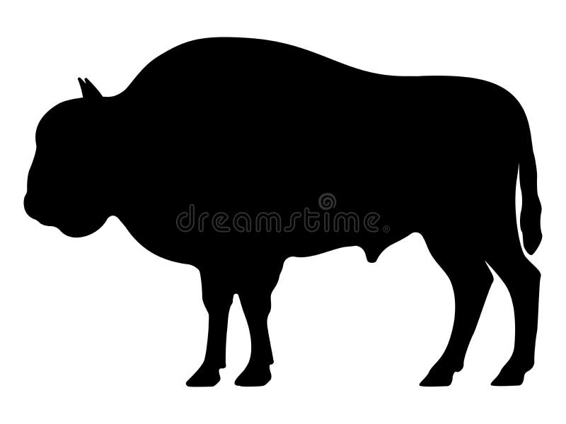 Silueta Del Negro Del Vector De Un Bisonte Ilustración del Vector ...