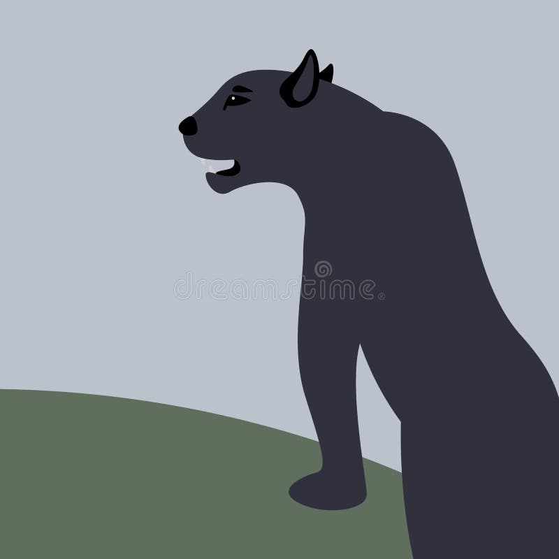 Silueta Plana Del Negro Del Estilo Del Ejemplo Del Vector Del Puma ...