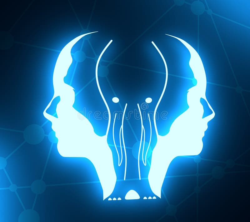 Siluetas de dos cabezas stock de ilustración. Ilustración de concepto ...