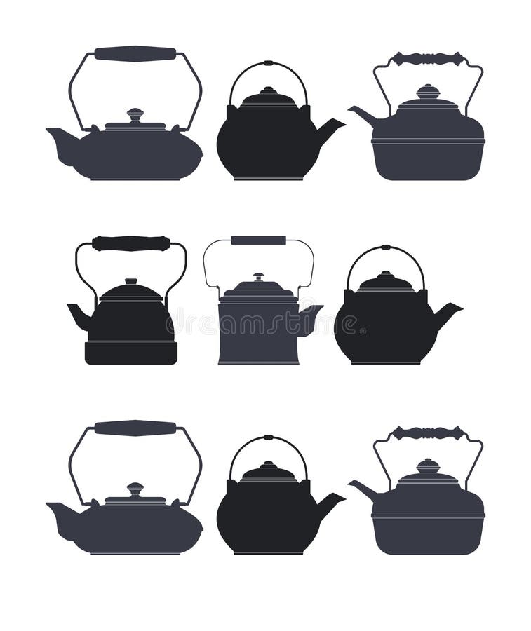 Sistema De Teteras De Las Siluetas Ilustración del Vector - Ilustración ...