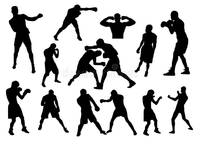 Siluetas de boxeadores ilustración del vector. Ilustración de hombres ...