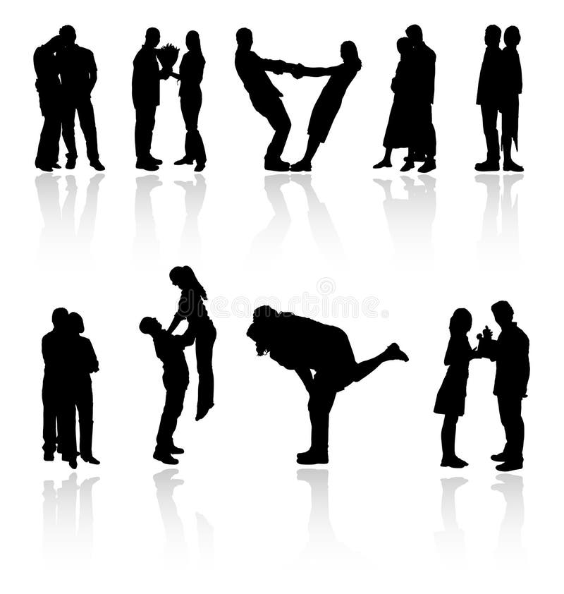 Siluetas Del Vector De Los Pares. Ilustración del Vector - Ilustración ...