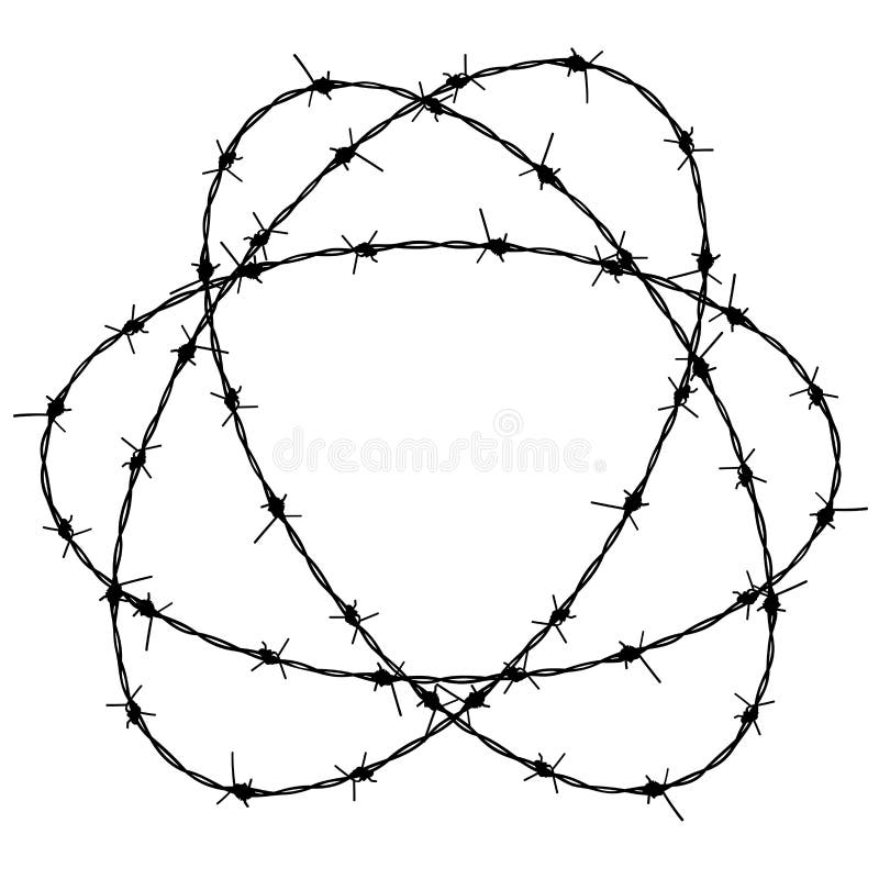 Siluetta Del Filo Filo Spinato Disegnato A Mano Recinto Fatto Di Cavo ...