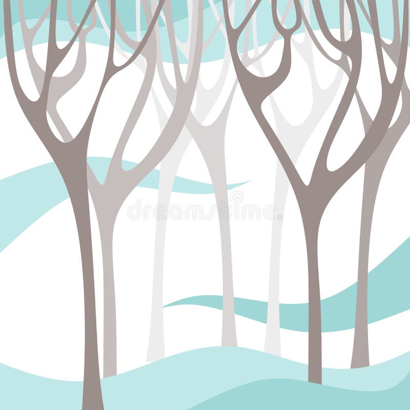 Siluette Dei Rami Dell'albero Forestale Di Inverno Illustrazione ...