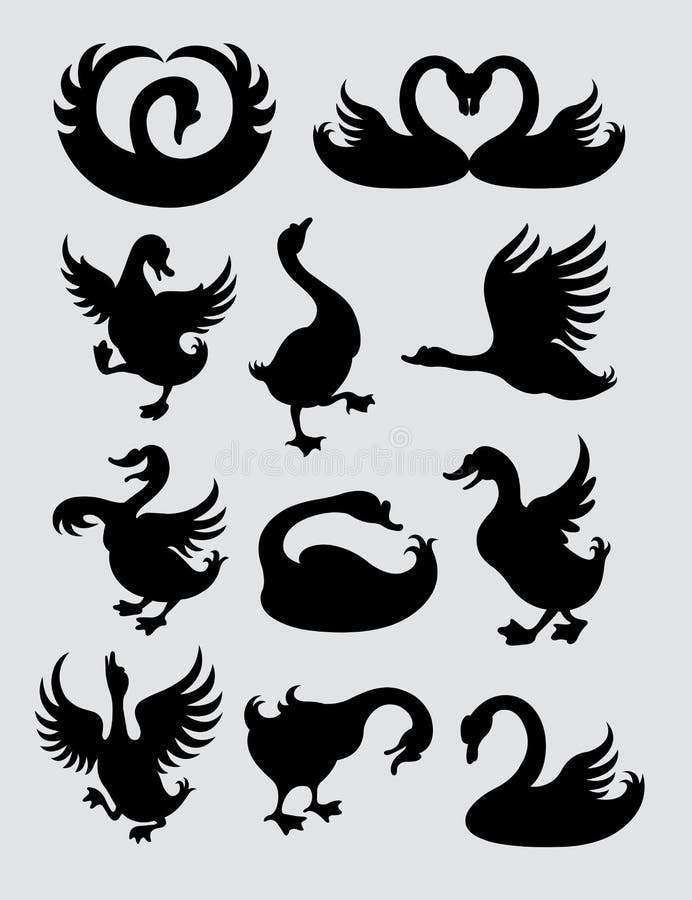 Siluette Del Cigno E Dell'anatra Illustrazione Vettoriale ...