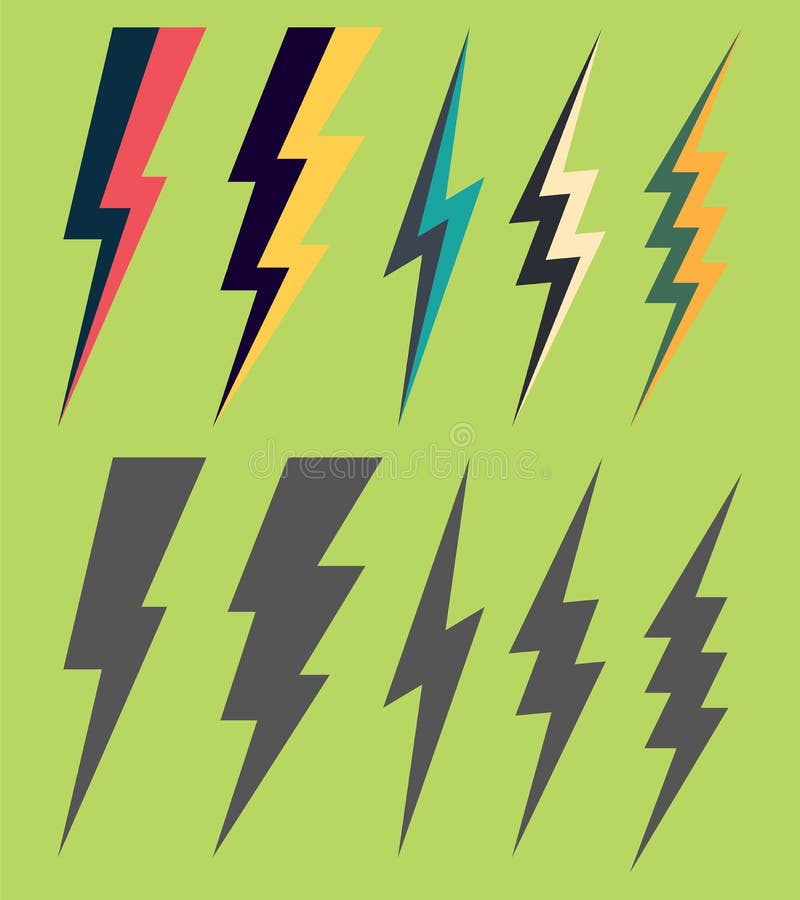 Siluette del fulmine illustrazione vettoriale. Illustrazione di riga ...