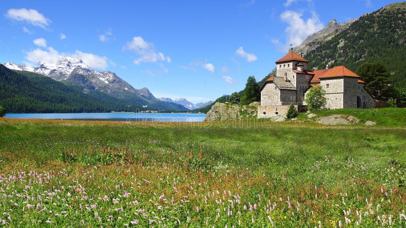 Silvaplana Castle Near St. Moritz. Switzerland Stock Photo - Image of ...