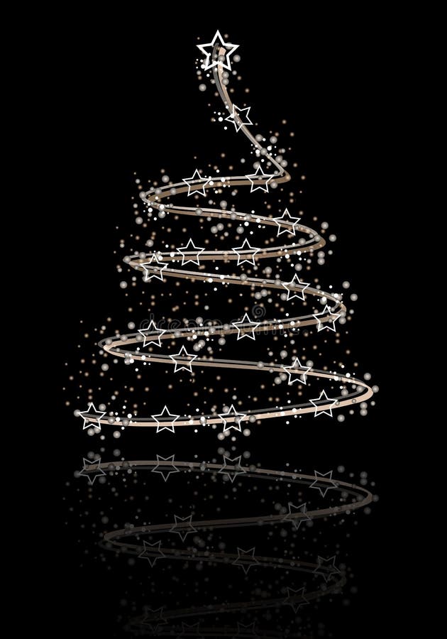 The Silver Abstract Christmas Tree on the Black Background Stock Vector ...