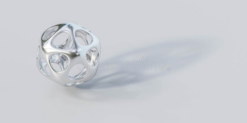 Silver Abstract Geometric Shape 3d Render Illustration Stock ...