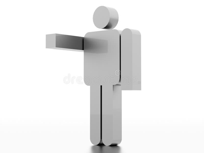 Silver Abstract Man Figure Rendered on White Background Stock ...