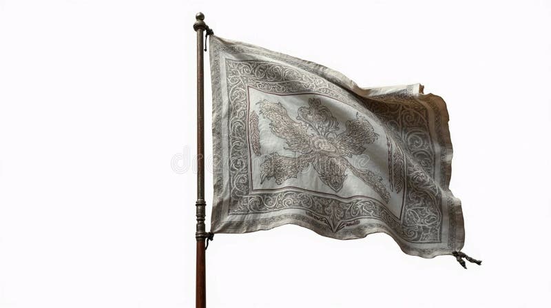Silver Alam Flag with Religious Motifs Stock Illustration ...