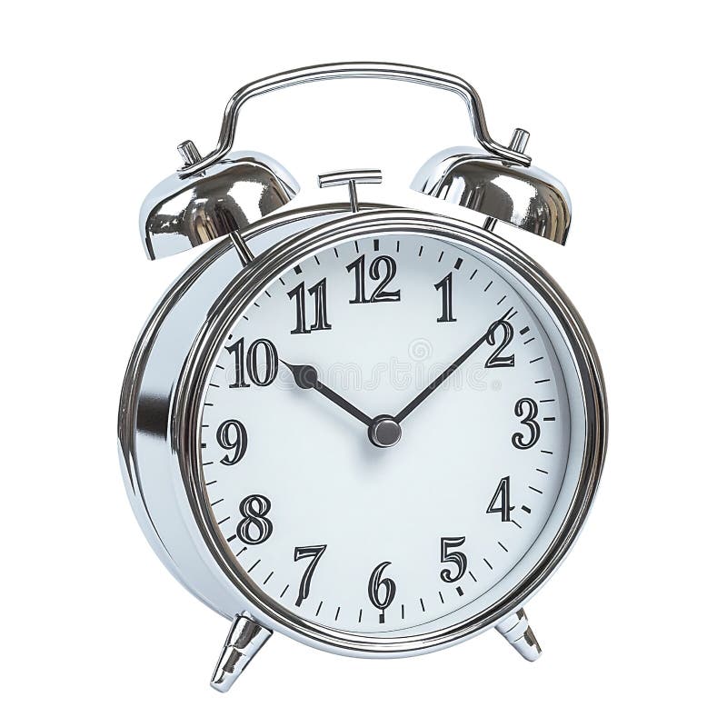 Silver Alarm Clock Isolated on White Background Stock Photo ...