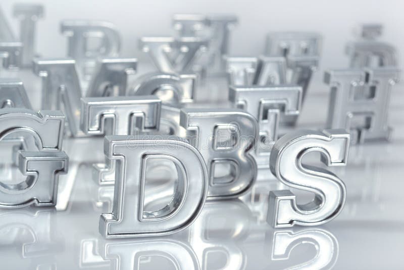 Silver Alphabet Letters Close-up on a White Stock Image - Image of ...