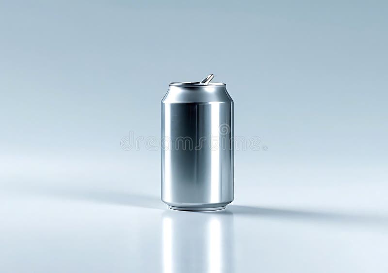 Silver Aluminum Beverage Can with a Smooth, Glossy Surface on a ...