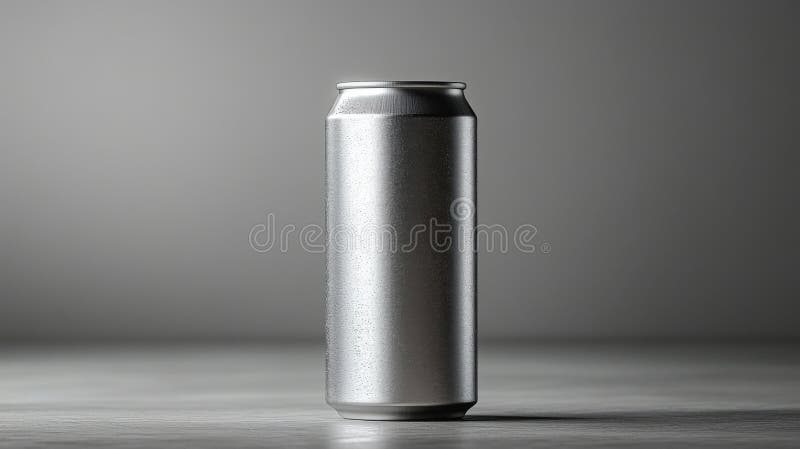 Silver Aluminum Can Standing Upright on a Table in Minimalist Setting ...