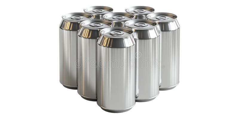 Silver Aluminum Cans Arranged in a Cluster Isolated on Transparent ...