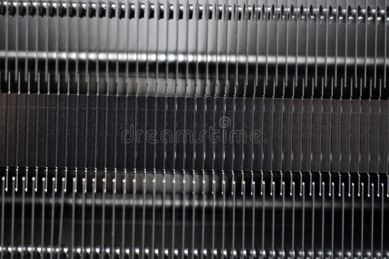 Silver Aluminum CPU Radiator with Copper Cooling Tubes Close-up Stock ...