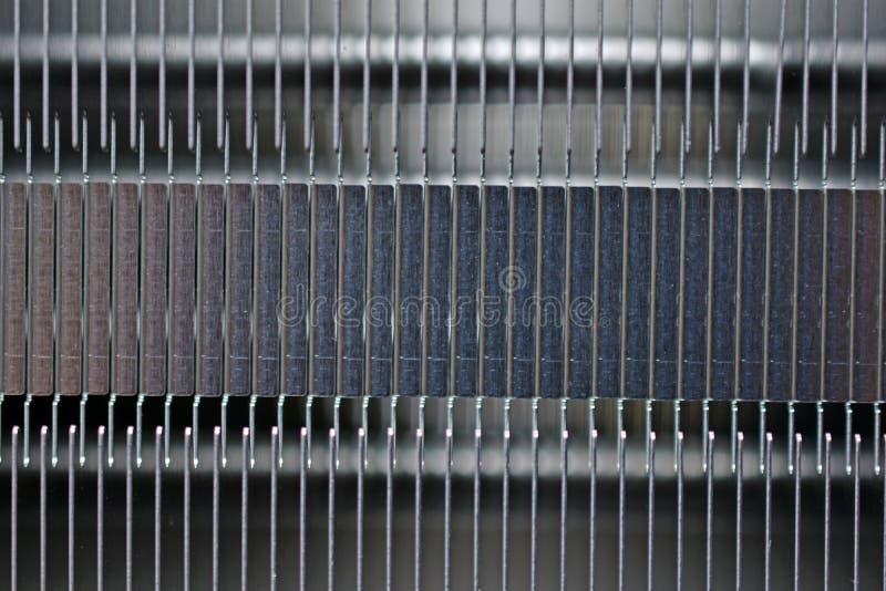 Silver Aluminum CPU Radiator with Copper Cooling Tubes Close-up Stock ...