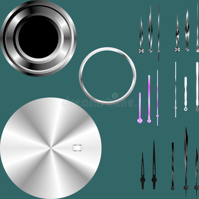 Silver Anbstract Elegant Watch Face Design Collection Set Collection ...