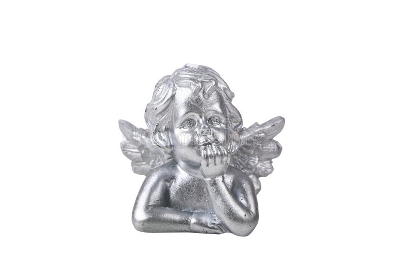 Silver Angel Isolated on White Background Stock Image - Image of love ...