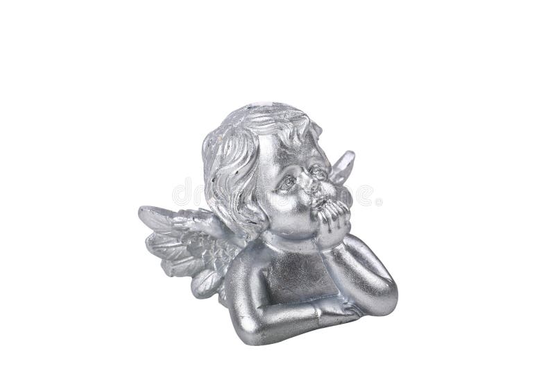 Silver Angel Isolated on White Background Stock Image - Image of faith ...