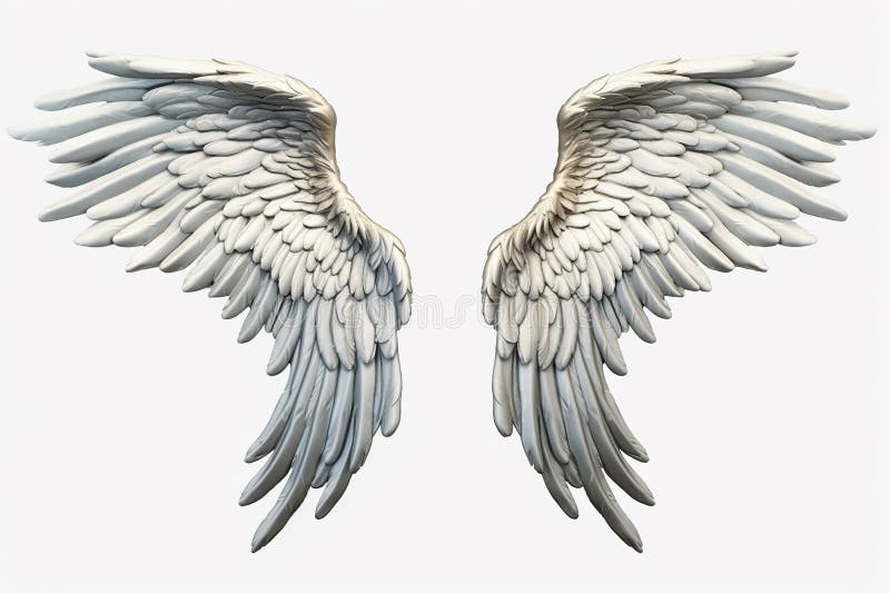 Silver Angel Wings on a White Background Stock Illustration ...