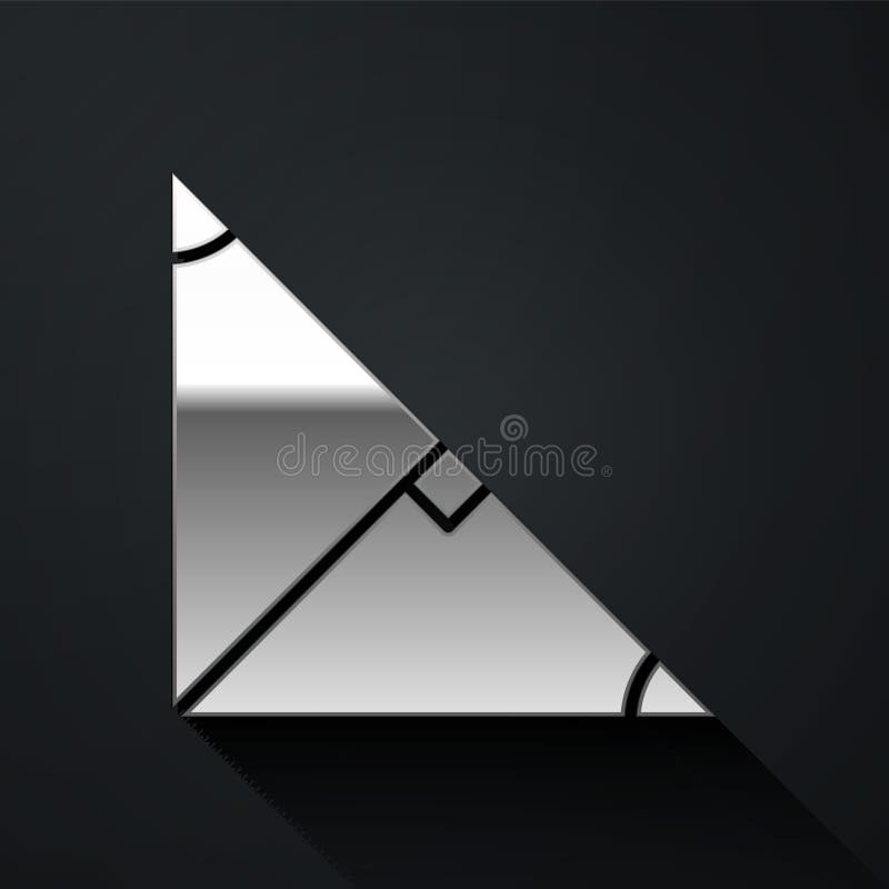 Silver Angle Bisector of a Triangle Icon Isolated on Black Background ...