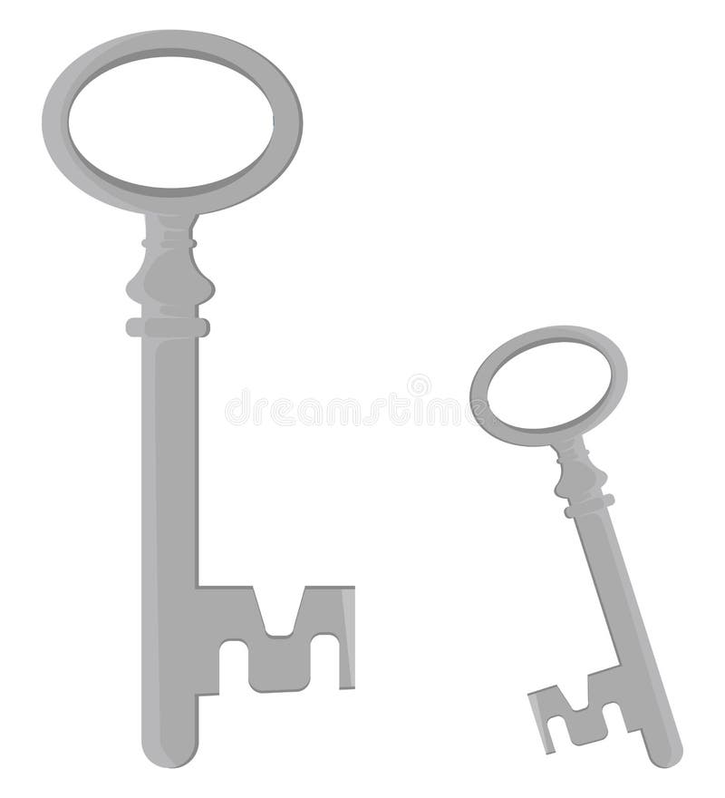 Silver antique keys, icon stock vector. Illustration of design - 261386526