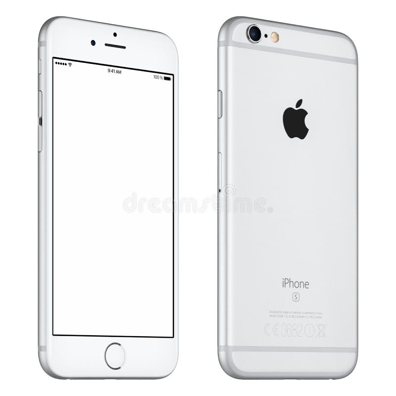 Silver Apple IPhone 6s Front View with IOS 9 on the Screen Editorial ...